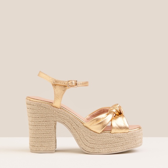 Gaimo | Shoes | Gaimo Coque Golden Jute Heeled Sandals With Tubular Leather Heel | Poshmark